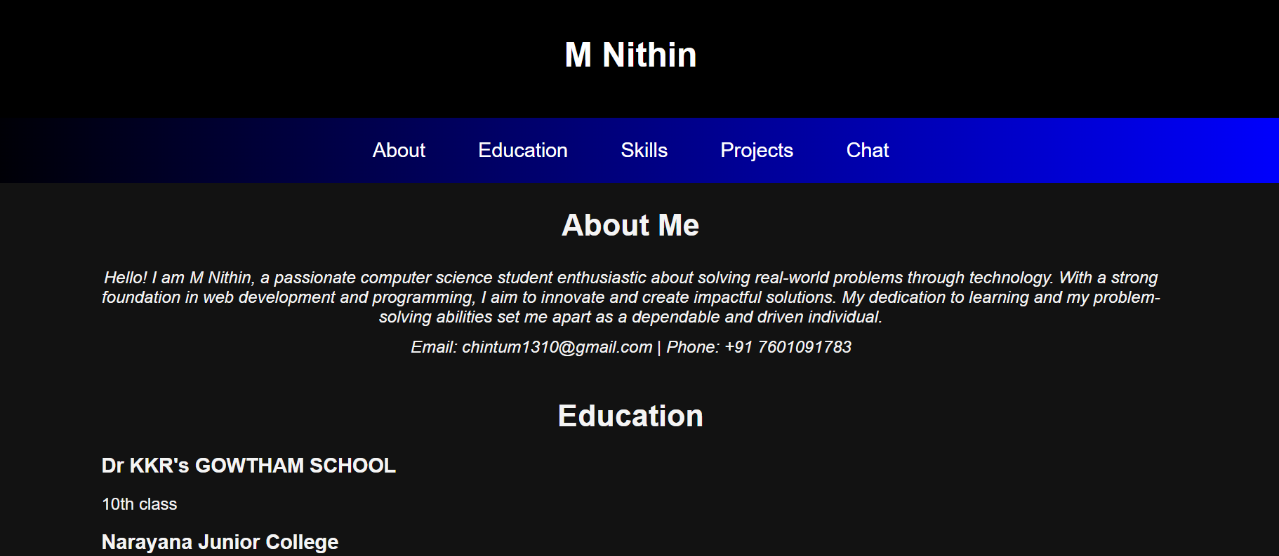 M Nithin Portfolio